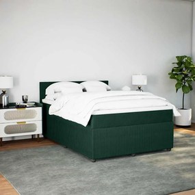 Box spring postel s matrací tmavě zelená 140x190 cm samet 3290031