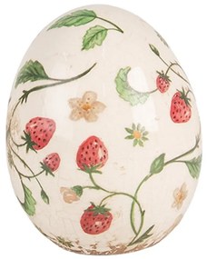 Keramické dekorační vajíčko s jahůdkami Wild Strawberries M - Ø 10*12 cm