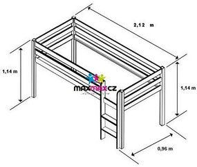 Dětská VYVÝŠENÁ postel PIRÁTI bíločerní - PŘÍRODNÍ