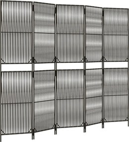 vidaXL Dělicí stěna 5 panelů polyratan [365399] Barva: Hnědá