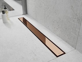 Mexen Flat, lineární podlahový žlab 60 cm, M13, růžové zlato, 1610060-15