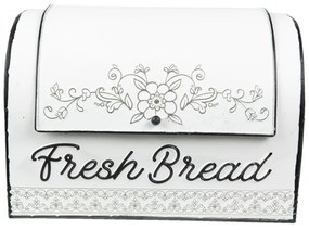 Bílý plechový retro chlebník Fresh Barteld – 30x20x20 cm