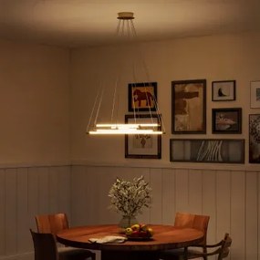 HOMCOM Stropní svítidlo LED, 50 W, 5 nastavitelných světelných trubic, přizpůsobitelné, stropní svítidlo do obývacího pokoje, jídelny, kuchyně, zlatá…