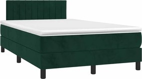 Box spring postel s matrací a LED tmavě zelená 120x200 cm samet 3134516