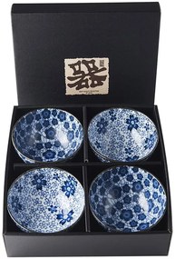 Sada misek made in japan set misek blue plum & cherry blossom design 250 ml 4 ks