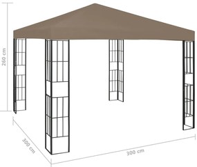 vidaXL Marketos Altán se světelnými LED řetězy 3 x 3 m taupe