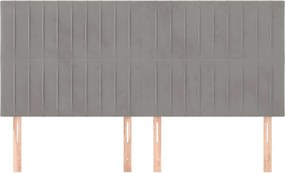 Čelo postele světle šedé 200 x 5 x 118/128 cm sametové 3116636