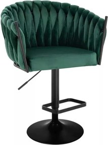 LuxuryForm DESIGN Barová židle NORDEN VELUR na černé kulaté podstavě - zelená
