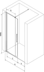 Mexen Velar, posuvné sprchové dveře do otvoru 120 cm, 8mm šedé sklo, bílá matná, 871-120-000-41-20