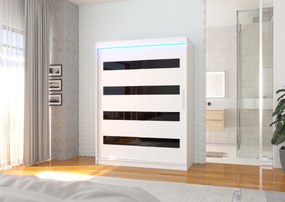 ADRK Furniture Posuvná skříň s lacobelem a LED osvětlením MARTINEZ 150 ADRK-SW-MAR-WBL-150-L