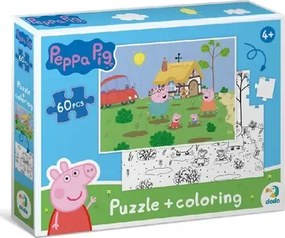 DODO Oboustranné puzzle Prasátko Peppa: Na chalupě / 60 dílků / 32 x 2
