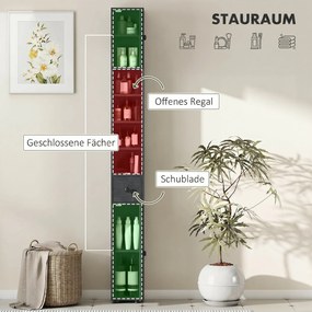 kleankin 180 cm úzká koupelnová skříňka, držák toaletního papíru s otevřenými přihrádkami, 2 skříňky, černá