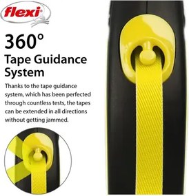 Flexi Neon M pásek 5m černo-žluté / Vodítko
