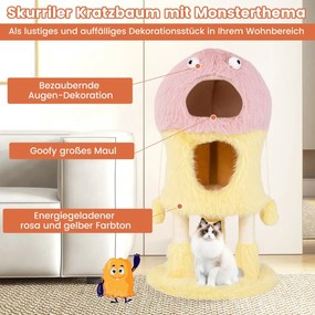 Costway Cat tree malý 93 cm vysoký kočičí strom s motivem monster se 2 kočičími