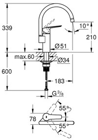 GROHE 304692430 - Dřezová baterie START 339 mm černá