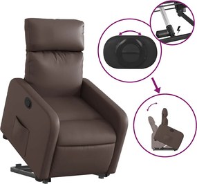Zvedací polohovací křeslo hnědé umělá kůže 3206751
