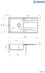 Deante Dřez Eridan s odkapávačem, granit - ZQE S713 šedý metalic