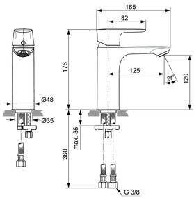 Ideal Standard Connect Air - Umyvadlová baterie Grande bez odtokové garnitury, chrom A7055AA