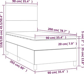 vidaXL Box spring postel s matrací 90x200 cm textil [3141589] Barva: světle šedá