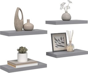 Plovoucí nástěnné police 4 ks šedé 50 x 23,5 x 3,8 cm MDF 323852
