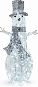 3D LED svítící sněhulák, 107 cm, ledově bílá s Flash, 120 LED, bílo stříbrný, IP44