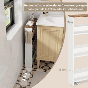 Costway Vozík do výklenku 13 cm široký 4 patro kuchyňský vozík úzká výklenková