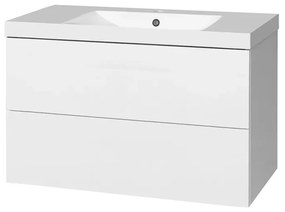 Mereo Aira, koupelnová skříňka s umyvadlem z litého mramoru 101 cm, bílá - CN712M