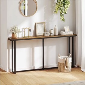 Odkládací stolek Yaheetech – rustikální hnědá, 160 cm (délka) × 20 cm (šířka) × 81 cm (výška) (256999167573)
