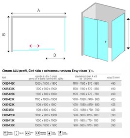 Mereo Mereo, Sprchový kout, Lima, obdélník, zasunovací dveře a pevný díl, L/P, chrom ALU, sklo Čiré, CK85433K