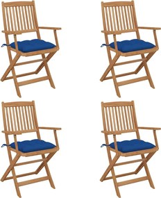 vidaXL Skládací zahradní židle s poduškami 4 ks masivní akáciové dřevo [3064634] Barva: Šedá