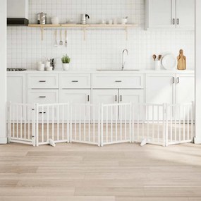 vidaXL Zábrana pro psy s dvířky skládací 6 panelů 300 cm jedle [352285] Barva: Bílá