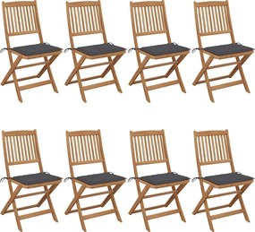 vidaXL Skládací zahradní židle s poduškami 8 ks masivní akácie [3075027] Barva: antracitová