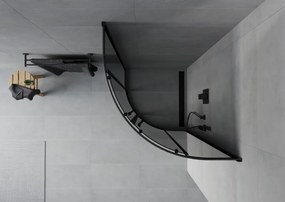 Mexen Rio, čtvrtkruhový sprchový kout s posuvnými dveřmi 70 (dveře) x 70 (dveře) x 190 cm, 5mm šedé sklo, černý profil, 863-070-070-70-40