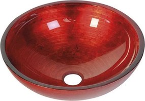 Sapho Sapho, MURANO ROSSO IMPERO skleněné umyvadlo na desku, průměr 40cm, červené, AL5318-63