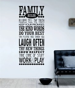 Samolepky na zeď - Family rules Barva: Šedá světlá, Velikost: 100x42 cm
