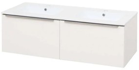 Mereo, Mailo, koupelnová skříňka s keramickým umyvadlem 121 cm, bílá, chrom madlo CN518