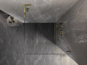 Mexen Lunar-B L výklopný sprchový kout pravý 100 x 100 cm, čiré sklo, zlatá lesklá, 832L-100-100-50-00-P