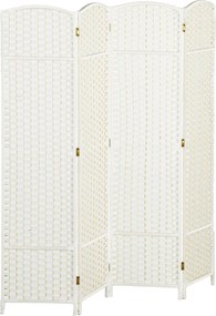 HOMCOM 4-panelový Rozdělovací Panel 160 x 170 cm Bambusový Skládací Předěl na Soukromí pro Obývací Pokoj Bílý