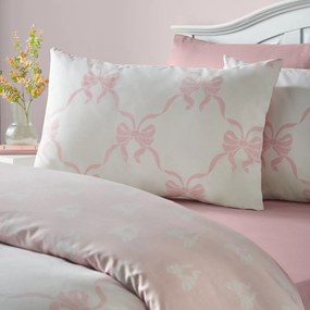 Růžové povlečení na jednolůžko 135x200 cm Pretty Bows – Catherine Lansfield