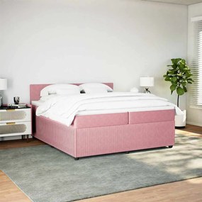 Box spring postel s matrací růžová 200x200 cm samet 3290135