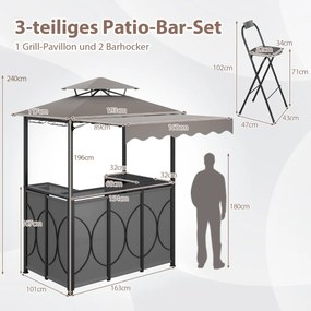 Costway Grilovací pavilon odolný vůči povětrnostním vlivům s barem a2Zahradní