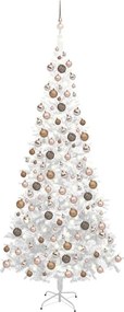 vidaXL Umělý vánoční stromek s LED osvětlením L 240 cm bílý [3077663] Barva: white and rose
