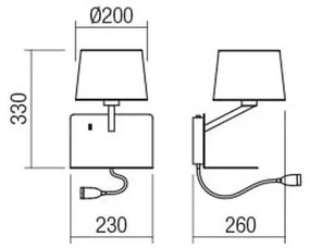 Redo 01-1807 - LED Nástěnné svítidlo TOMO 1xE27/42W/230V+1xLED/3W