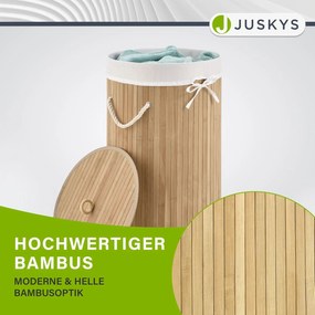 Juskys Kulatý bambusový koš na prádlo Curly-Round 55 l Barva: přírodní