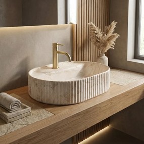 Rea Marcela Saturn, umyvadlo na desku 500×360×135 mm, béžová matná-imitace kamene, REA-U3515