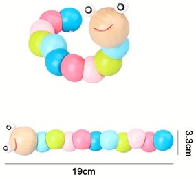 Montessori dřevěné hračky - kloubová zvířátka Varianta: housenka, světlé barvy