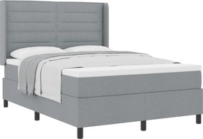 Postel s boxspringem s čelo Světle šedá 200 x 140 cm textil 3341581