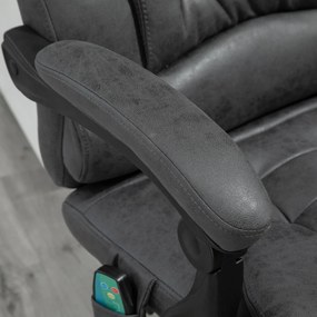 Kancelářská židle Vinsetto s masážní a vyhřívací funkcí, ergonomická, 6 masážních bodů, podnožka, dálkové ovládání, polyester, 65 x 160 x 104 cm, šedá