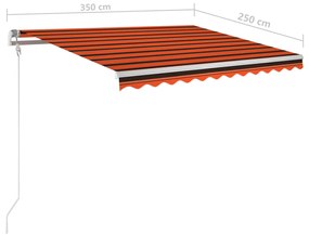 Automatická markýza se sloupky 3,5 x 2,5 m oranžovo-hnědá,  3069930