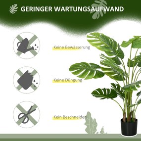 HOMCOM Umělá rostlina Monstera 120cm s květináčem a PE mechem, klamně skutečná pro obývací pokoj a dekorace v zelené barvě | Aosom.de